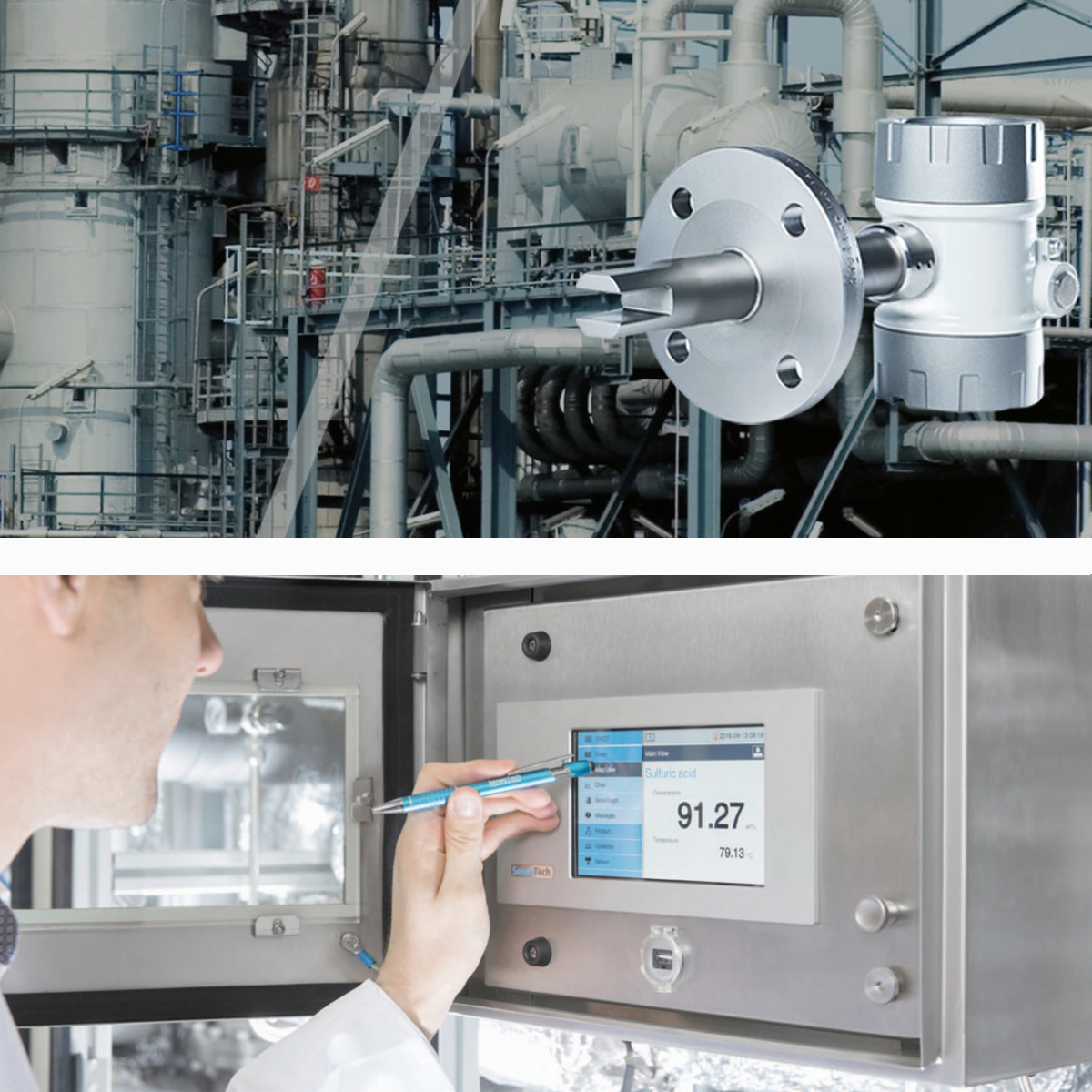 Concentration and density measurement of H2SO4